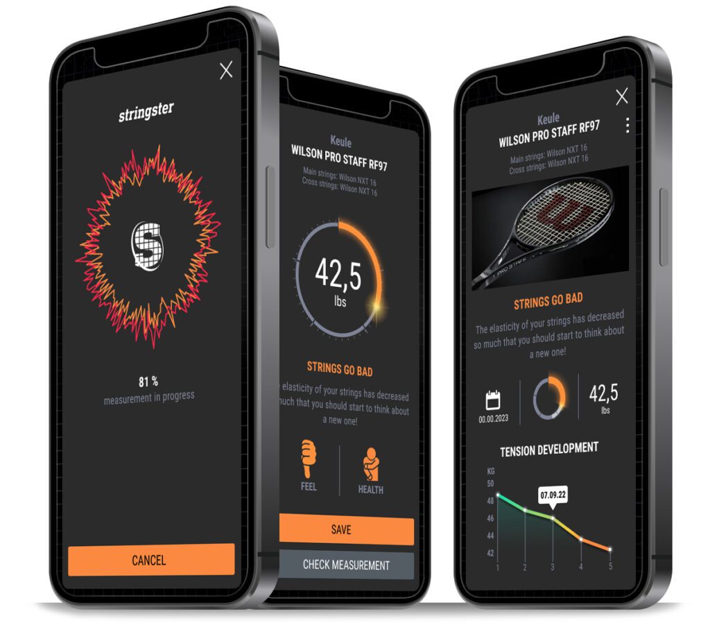 stringster for tennis – Die kostenlose Mess-App für Schläger-Bespannungen.